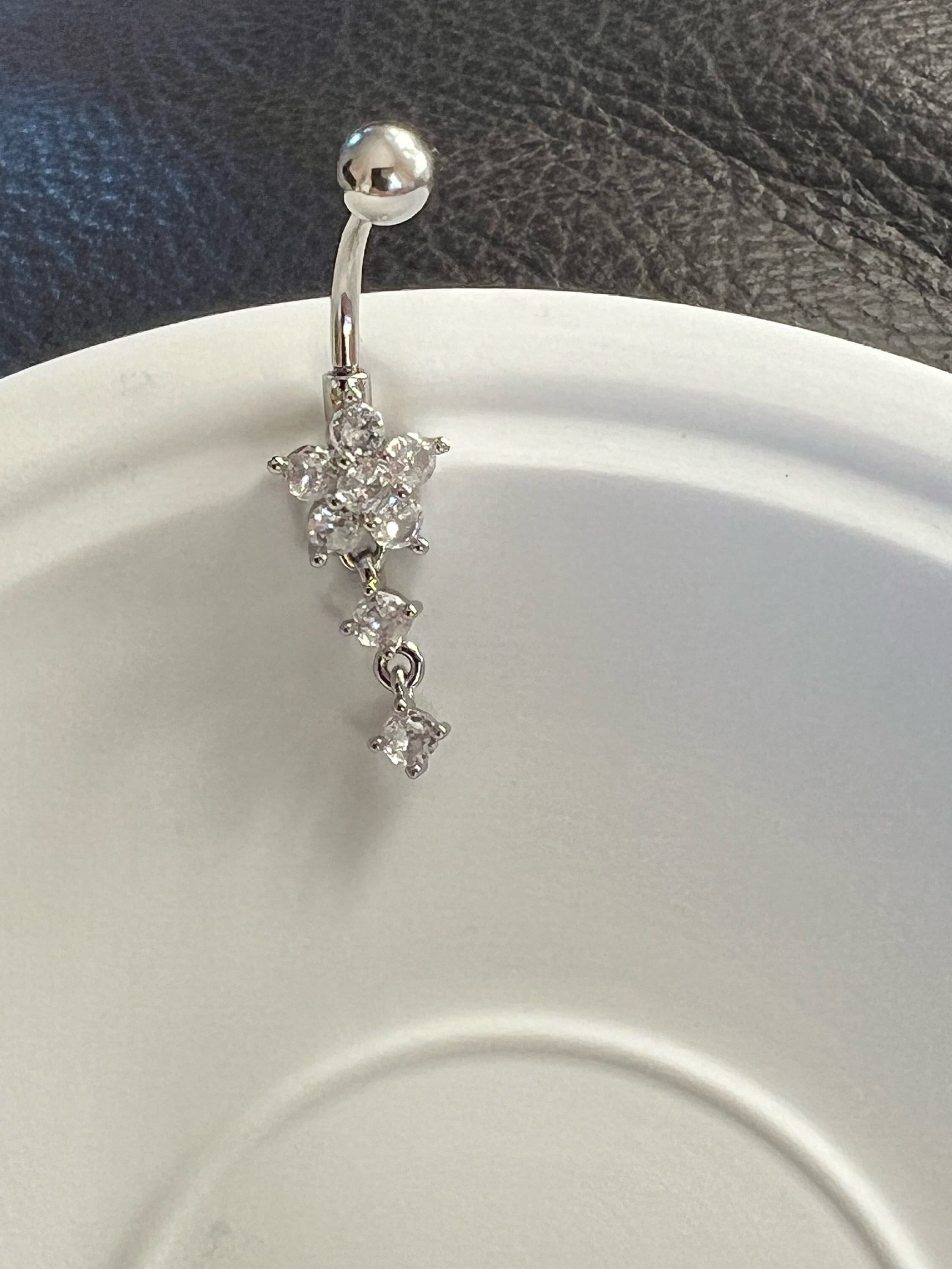 Belly Button Piercing Ring Belly Dance Dangle Ring Stainless - Etsy