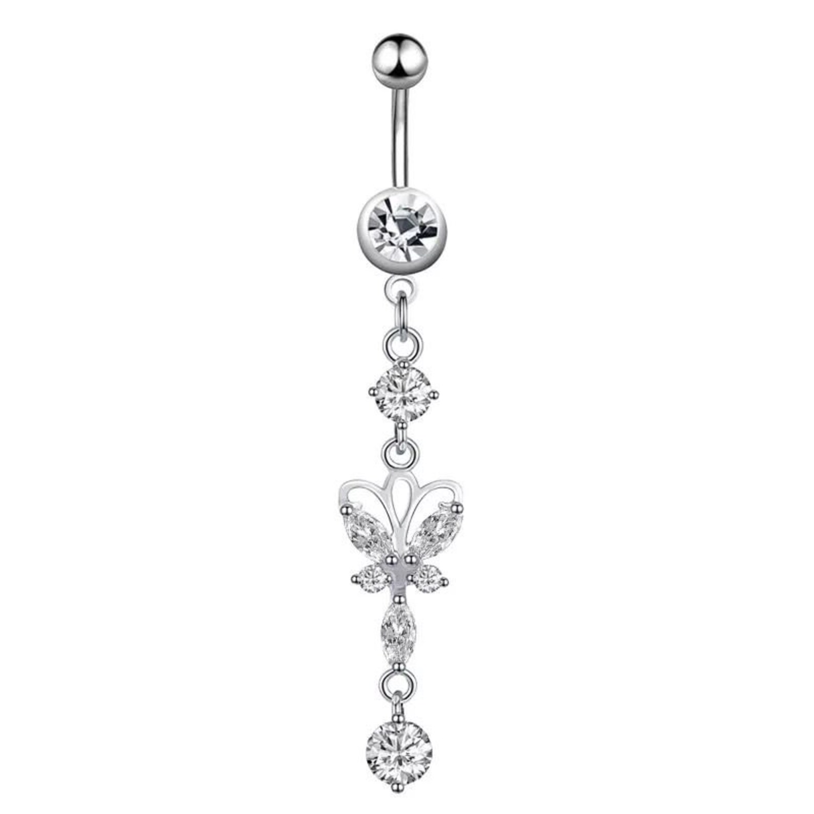 Stainless Steel Navel Piercing Ring, Navel Belly Button Ring, Butterfly ...