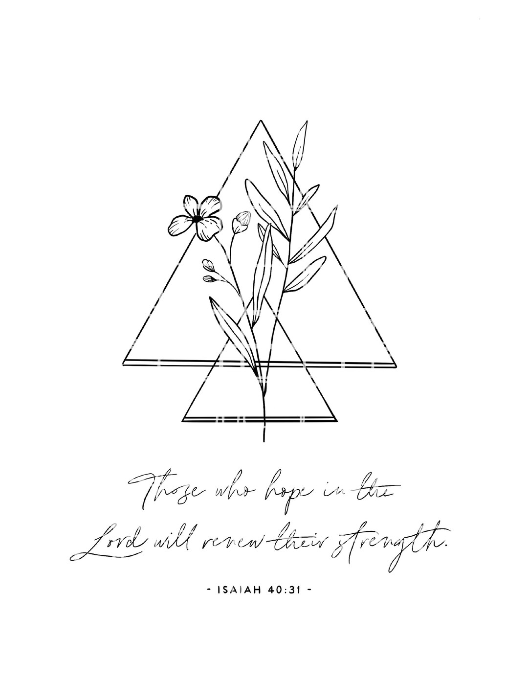Isaiah 40:31 Calligraphy and Triangles Line Art, Isaiah 40 31 Digital ...