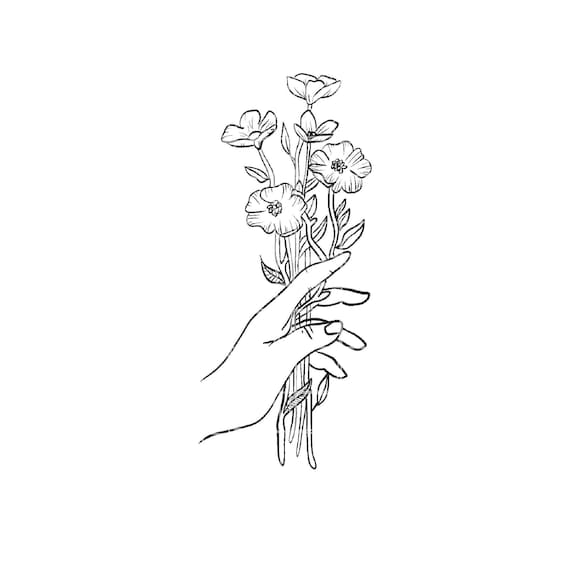 Drawings Of Hands Holding Flowers How To Draw A Bouquet Of Flowers