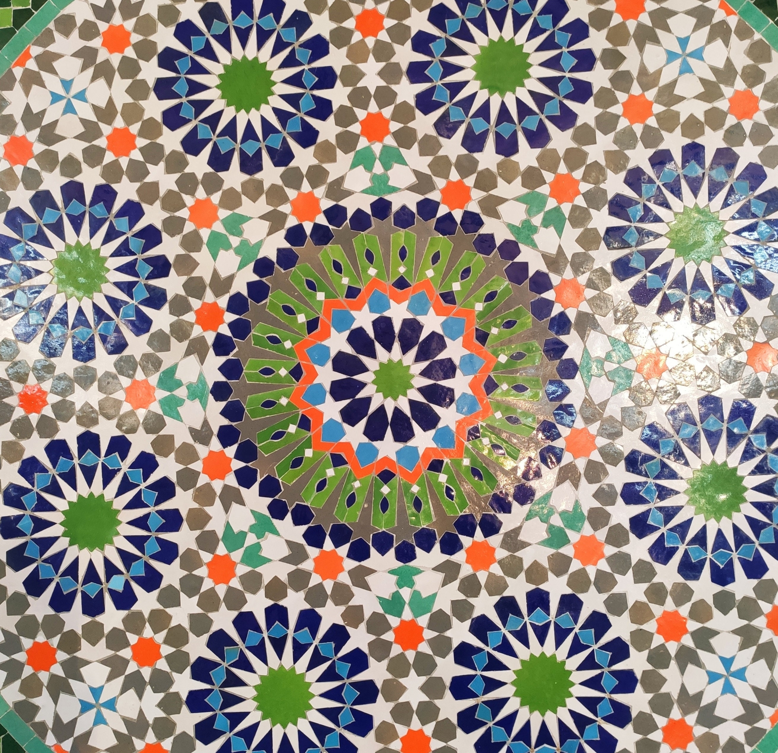 Handmade Fes Mosaic Round Tabletop: Colorful Tile Art - Etsy