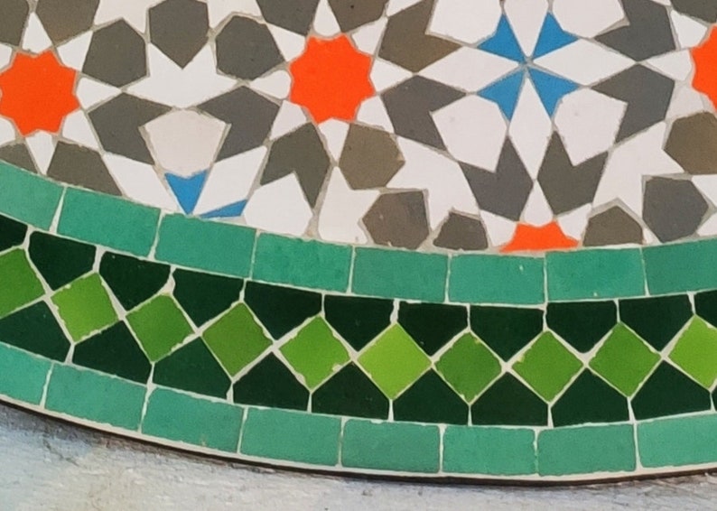 Handmade Fes Mosaic Round Tabletop: Colorful Tile Art - Etsy