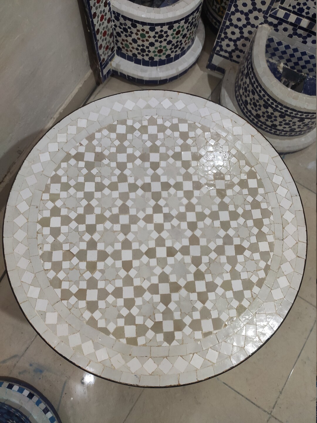 Handmade Mosaic Tile Table, Moroccan Fes Design, Indoor Outdoor - Etsy