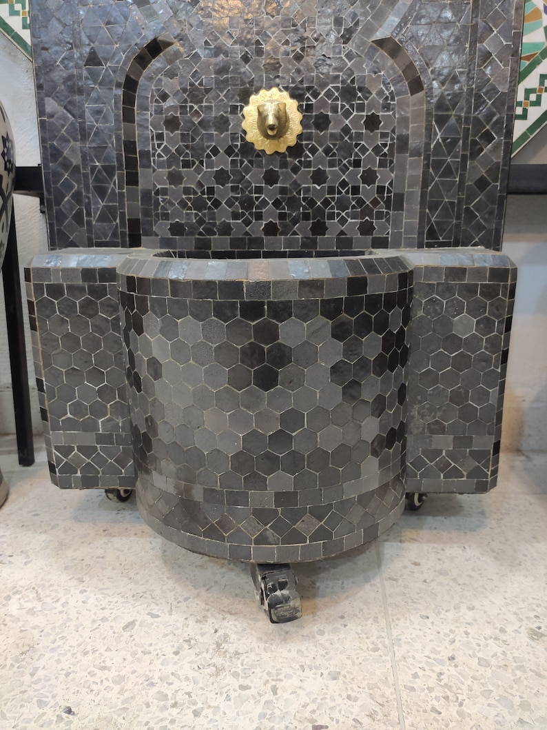 Black Mosaic Fountain: Mid-century Modern Indoor/outdoor Wall Decor - Etsy