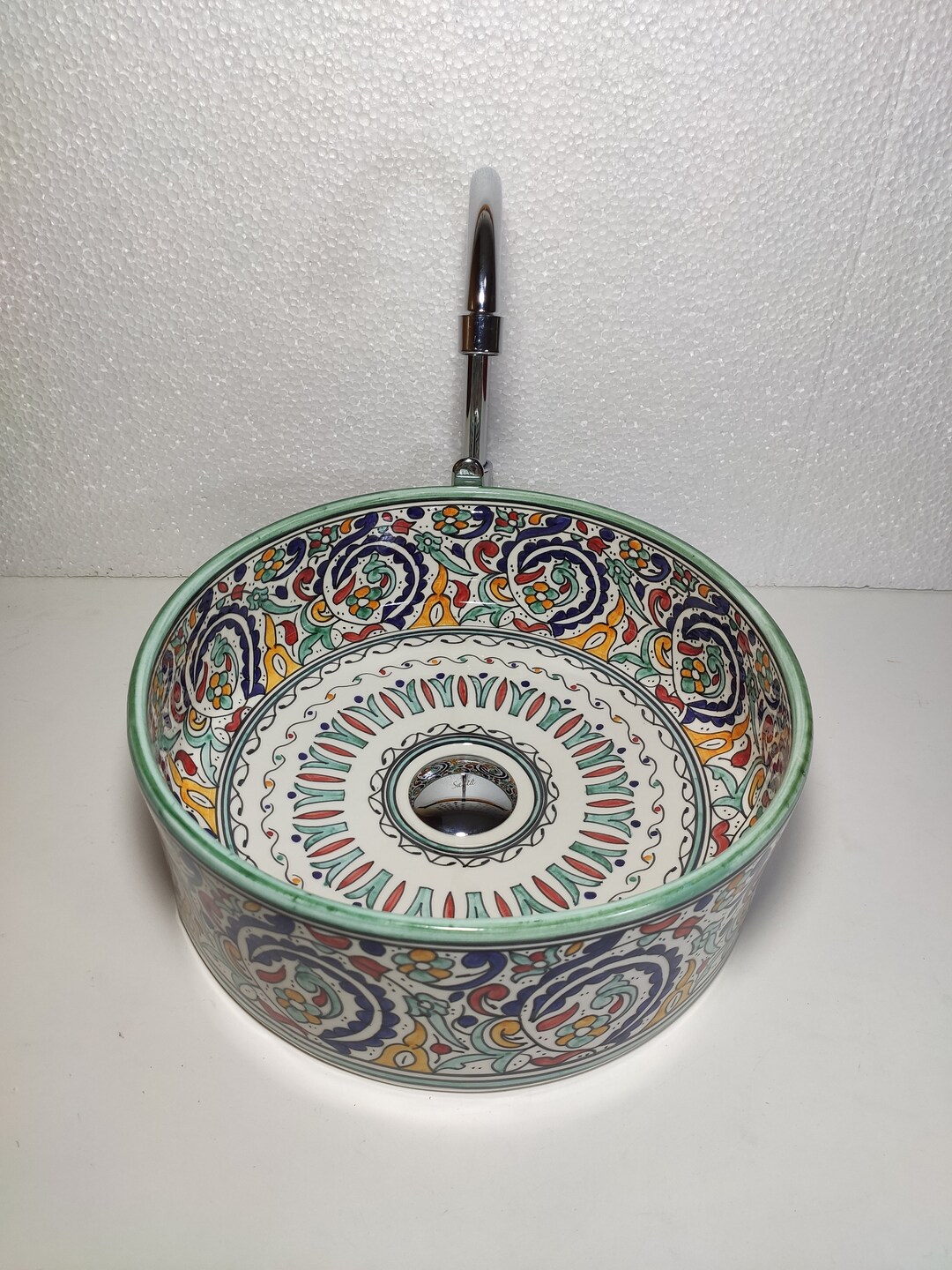 Handmade Polychrome Moroccan Vessel Sink: Round Ceramic Basin - Etsy