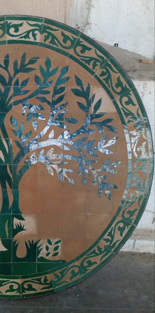 Handmade Moroccan Mosaic Tabletop: Tree of Life Design - Etsy