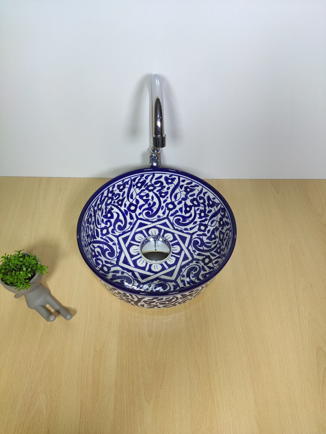Trending Blue Moroccan Vessel Sink: Round Ceramic Bathroom Basin - Etsy