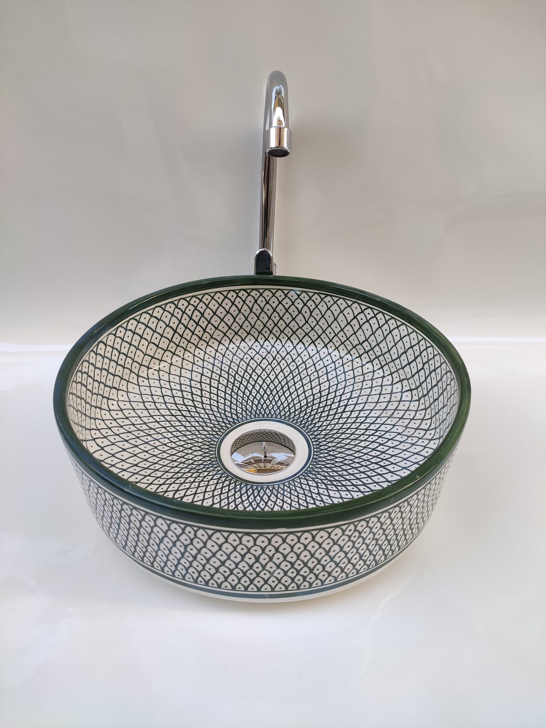 Handcrafted Moroccan Ceramic Vessel Sink: Scales Design - Etsy