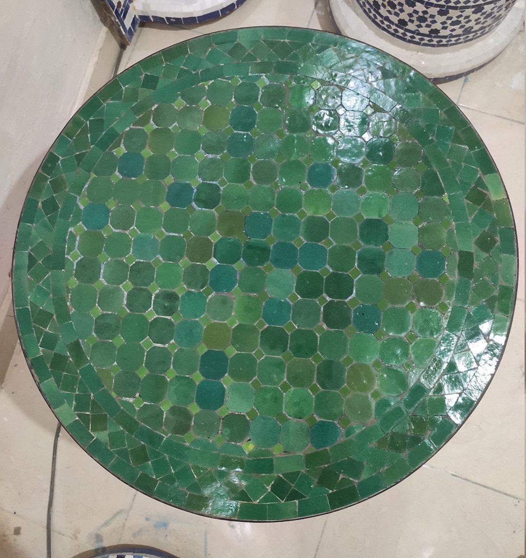Emerald Green Tile Tabletop, Emerald Green Mosaic Table,indoor/outdoor ...