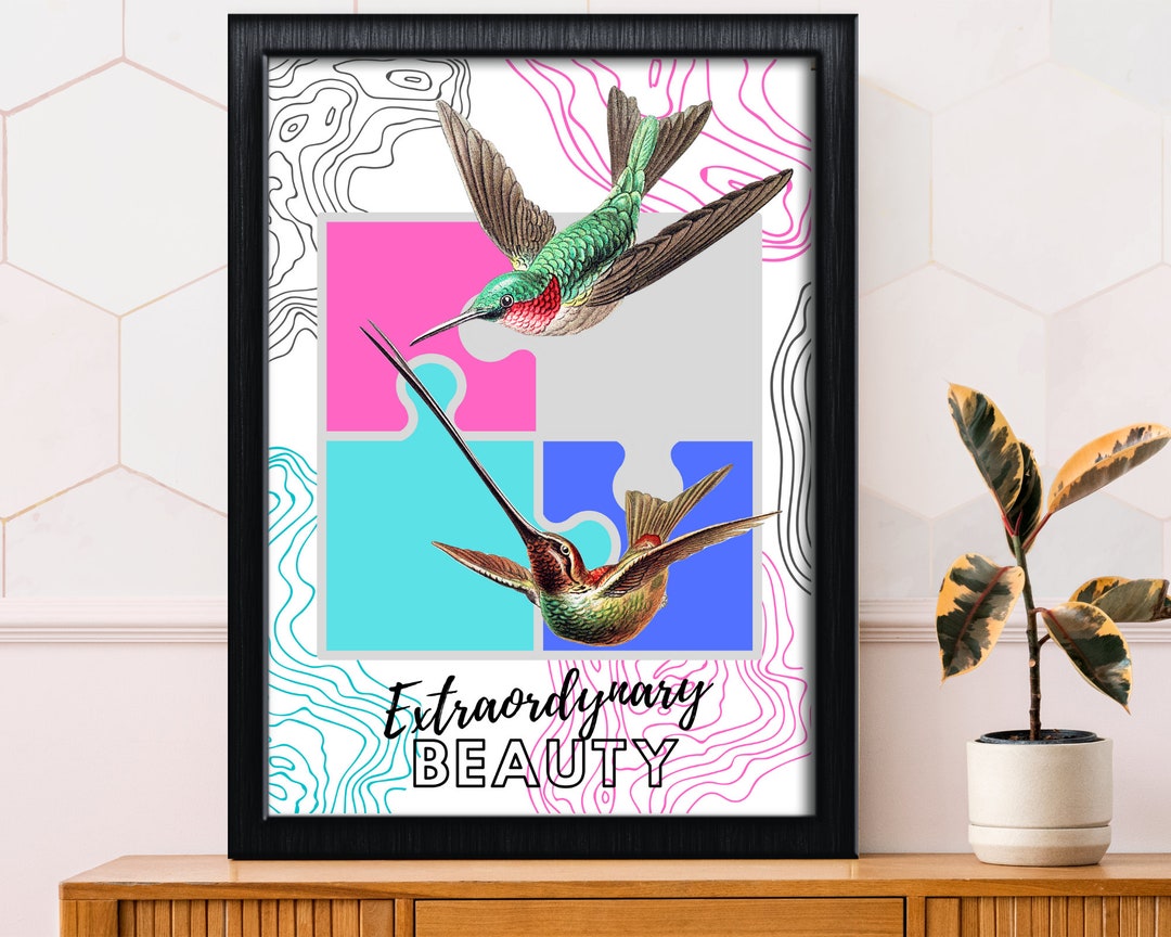 Humming Birds Living Room Poster Digital Download Colourful Poster ...