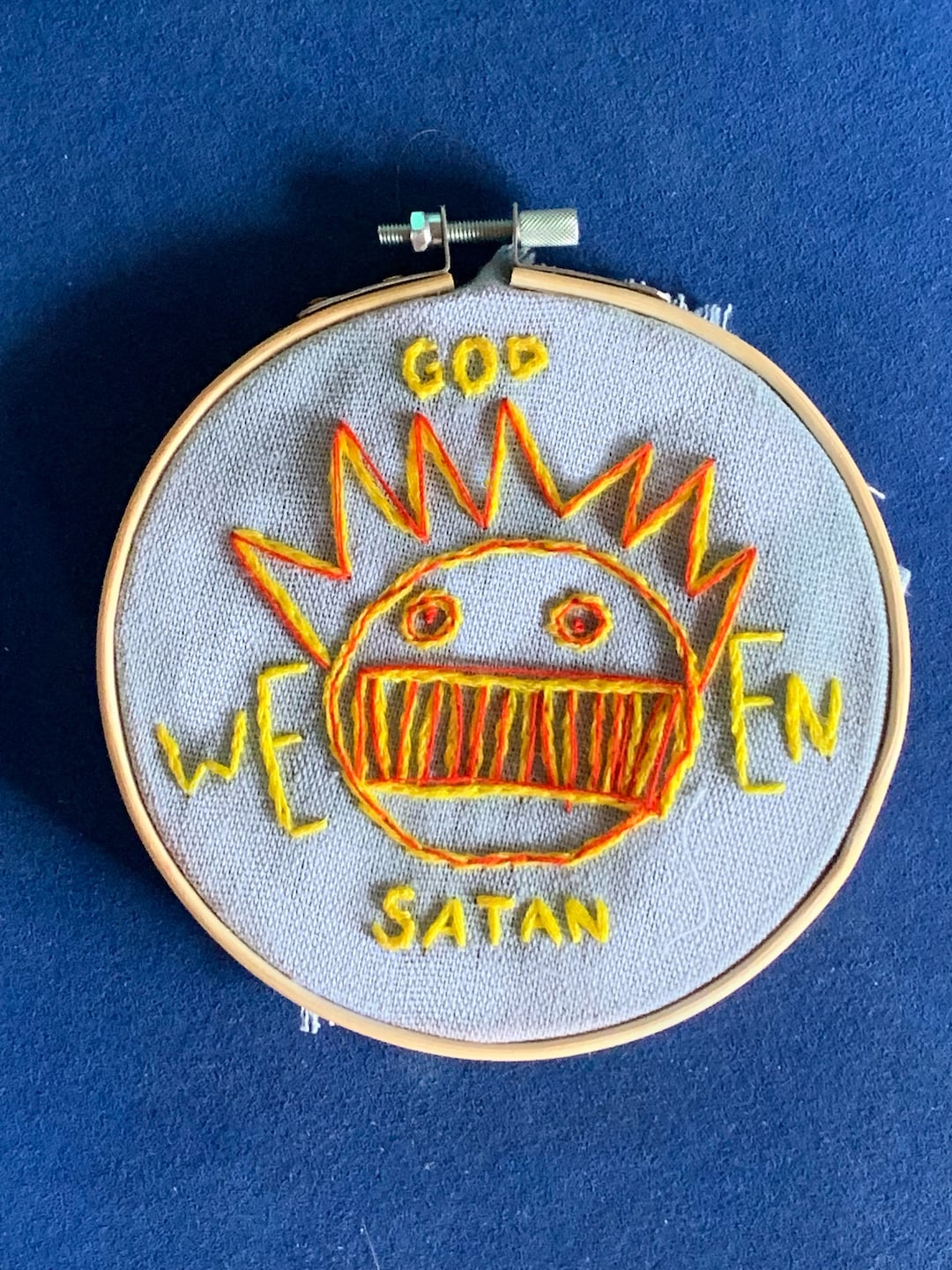 God Ween Satan / Hand Stitch Embroidery / Hoop Art / Music / 4 in ...