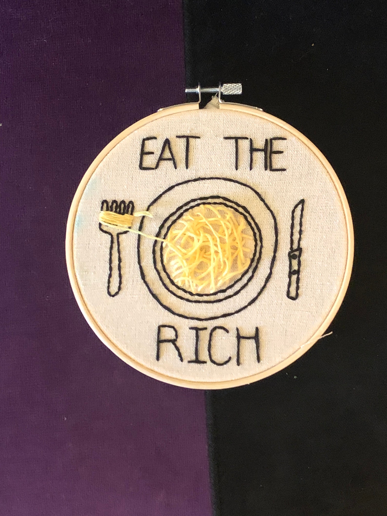 Eat the Rich Embroidery Hand Stitch Embroidery/ Hoop Art/ Wall Decor/ 6 ...