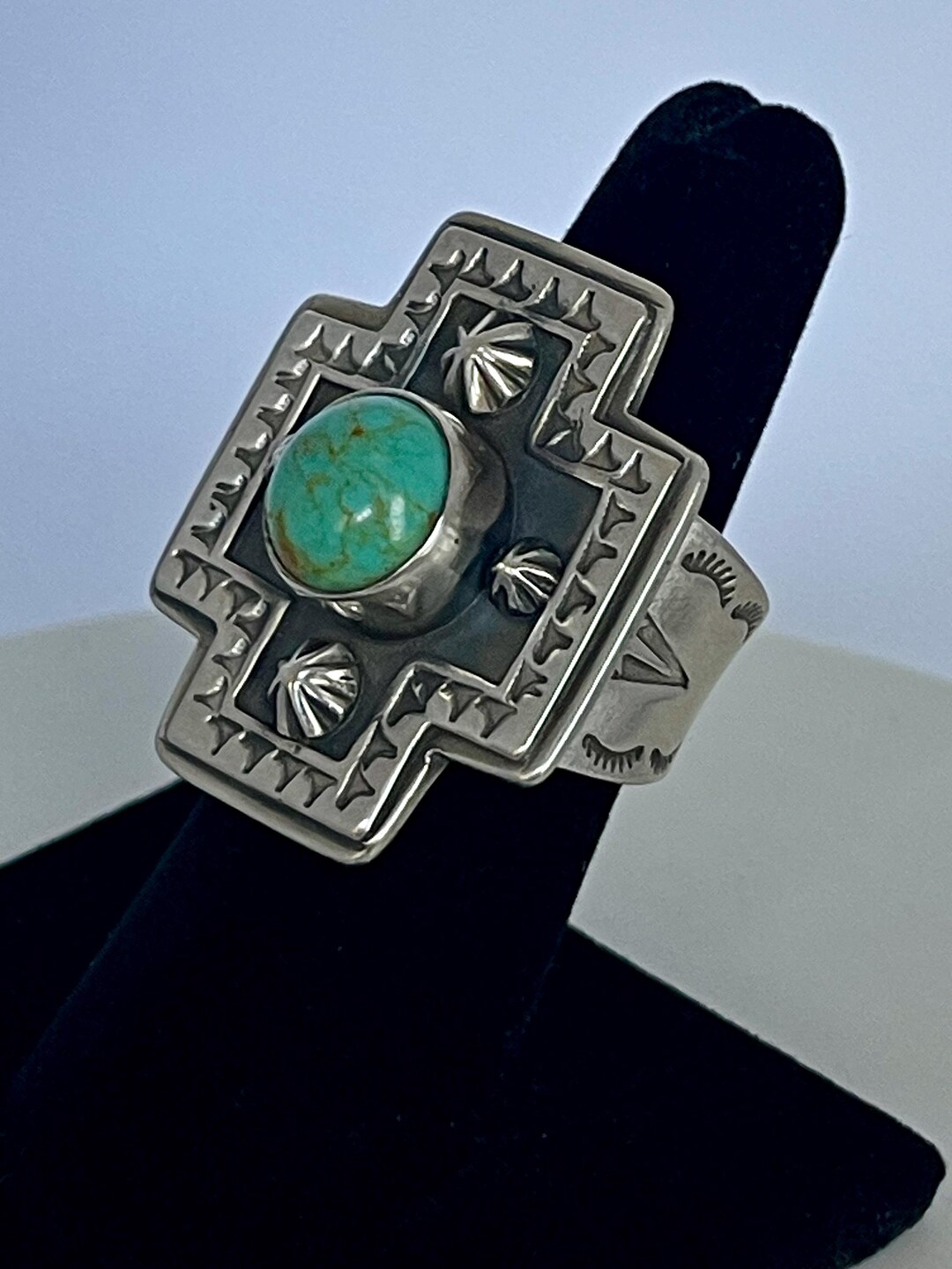Vintage Dan Dodson Turquoise Santa Fe Cross Adjustable Ring - Etsy