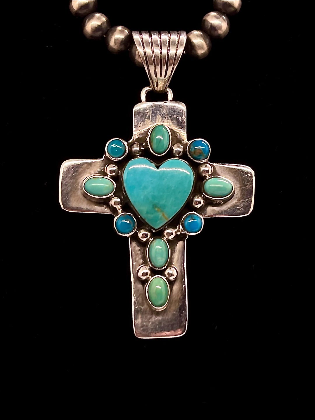 Dan Dodson Turquoise Heart and Cross Pendant - Etsy