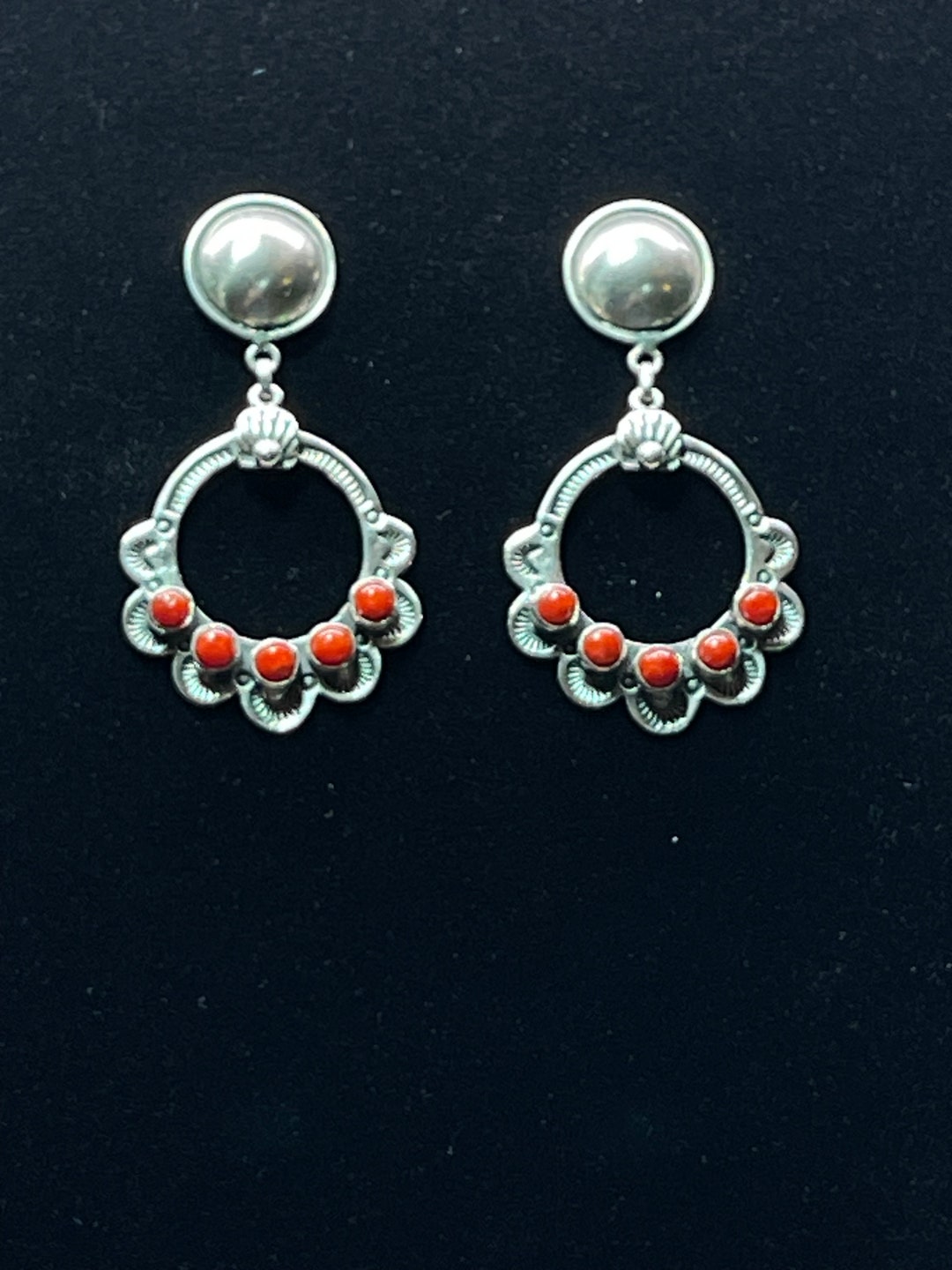 Dan Dodson Mediterranean Coral Hand Stamped Dangle Earrings - Etsy