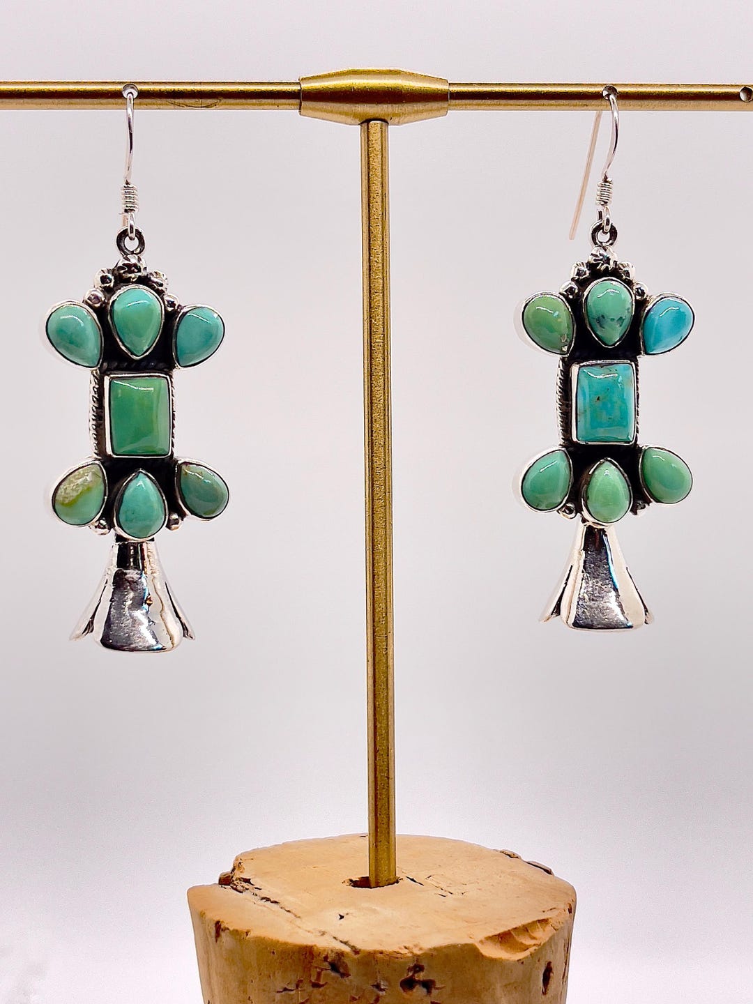 Dan Dodson Natural American Turquoise Sterling Silver Squash Blossom ...