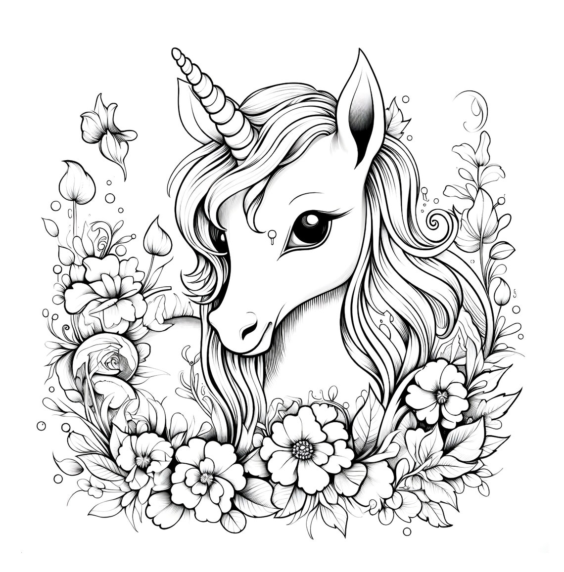 50 Unicorns Coloring Pages Instant Download. Cute Unicorn Designs for ...