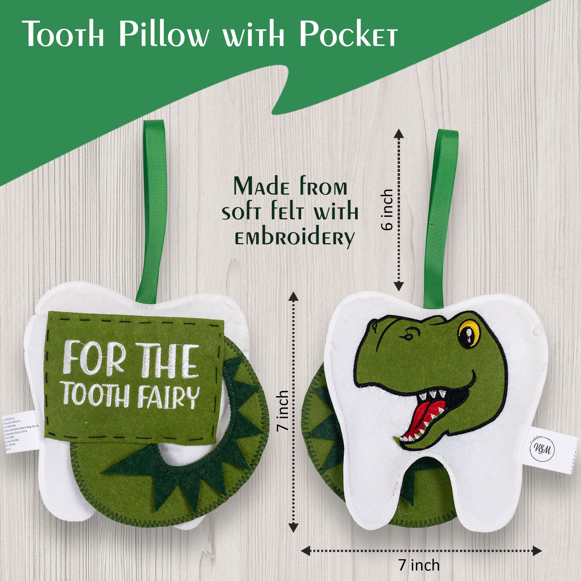 Dinosaur Tooth Fairy Pillow Boy-tooth Fairy Kit W/ Notepad & Keepsake ...