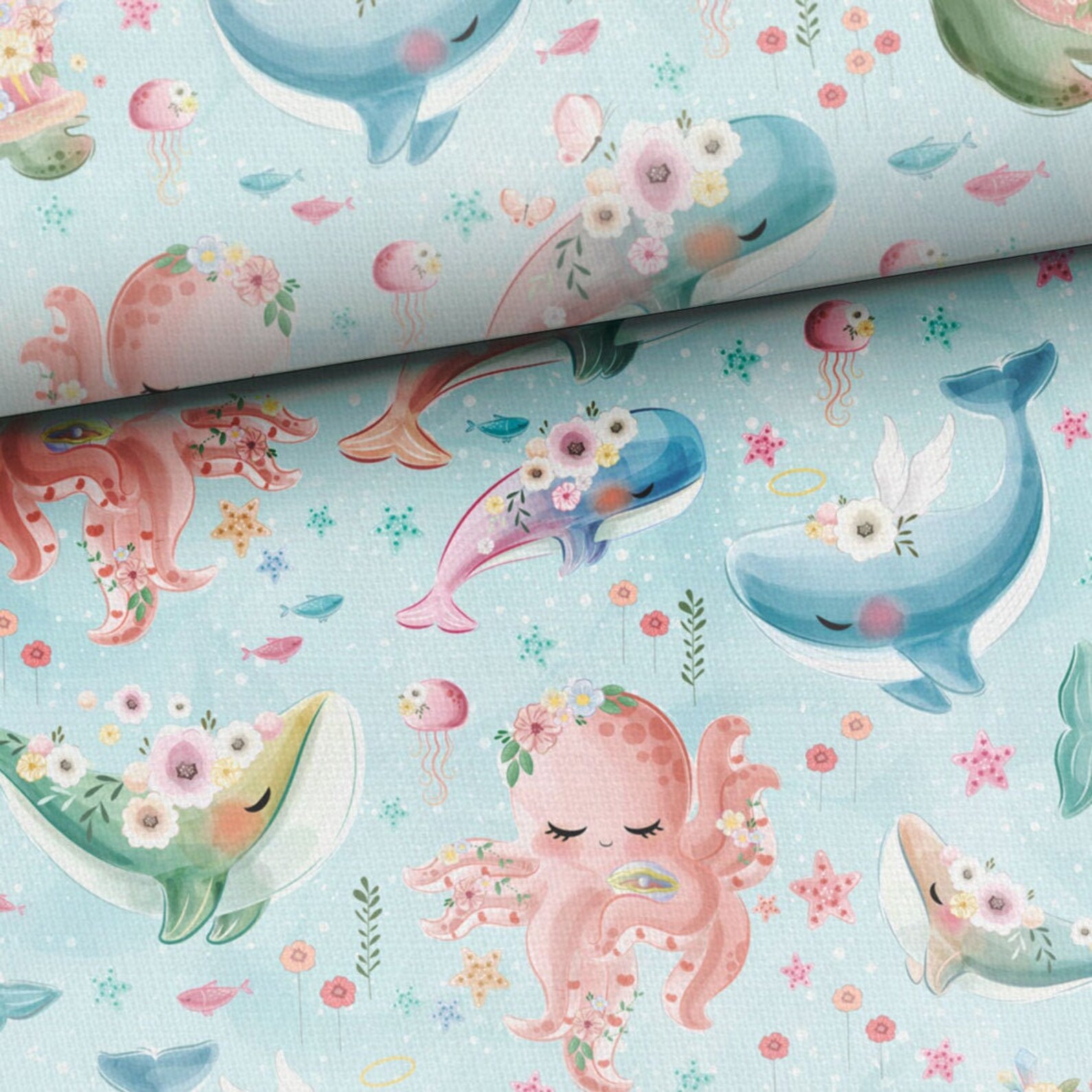 Sea Life Animals Fabric Ocean Fabric by the Half Meter Kids - Etsy