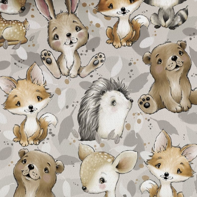 Woodland Fabric Forest Animals Fabric by Half Meter 100% - Etsy