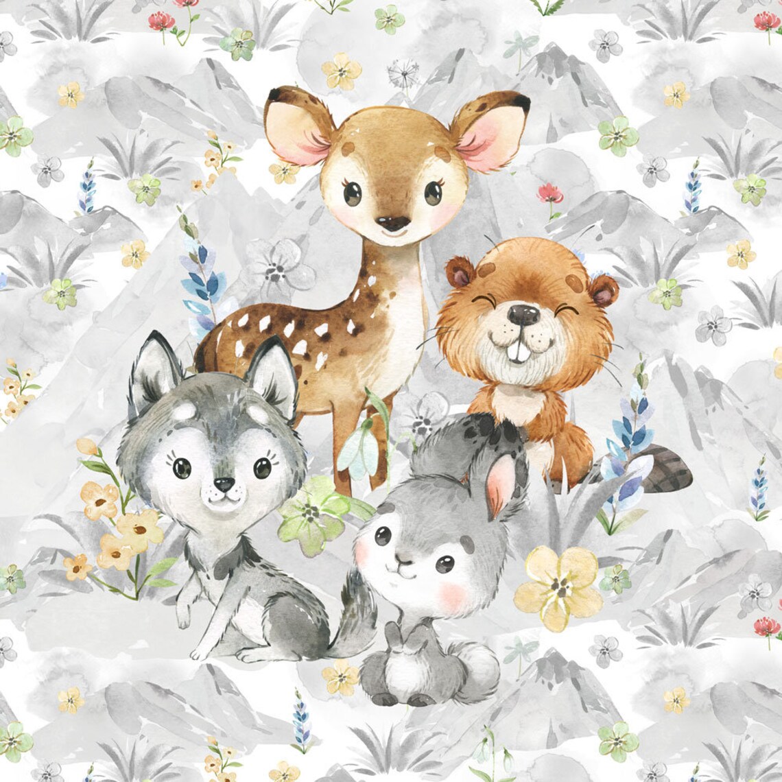 Big Forest Animals Fabric Panel Woodland Fabric Decor Quilt - Etsy