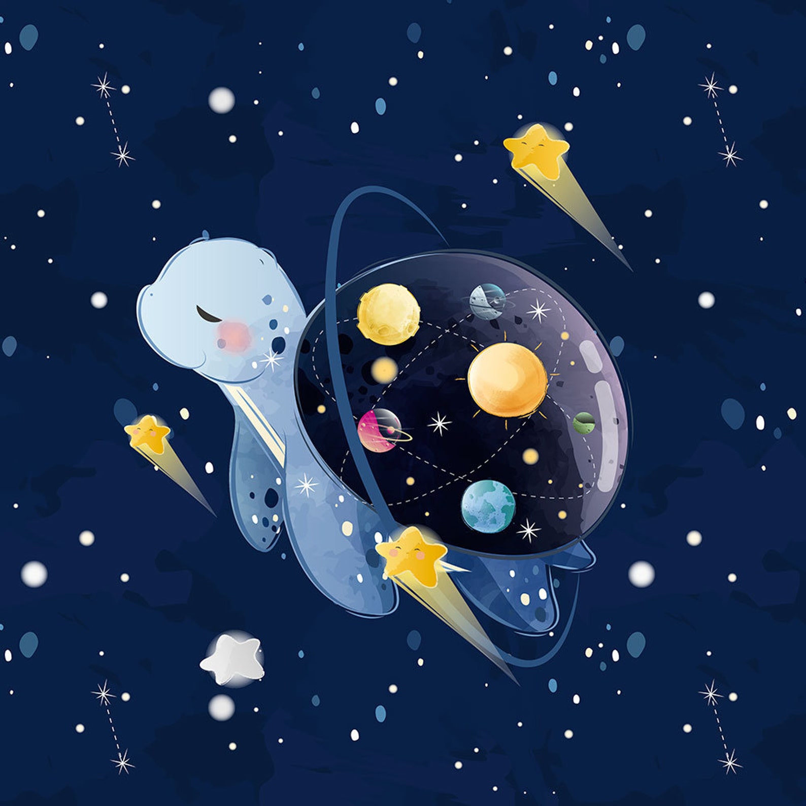 Space Penguin Fabric Panel Outer Space Knit Fabric Galaxy | Etsy