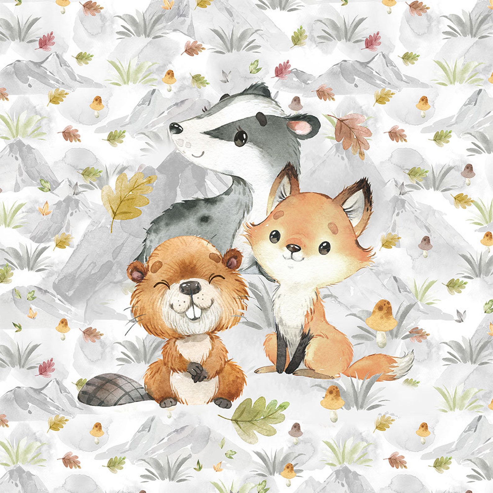 Fox Fabric Panel Forest Fabric Animals Fabric Woodland - Etsy