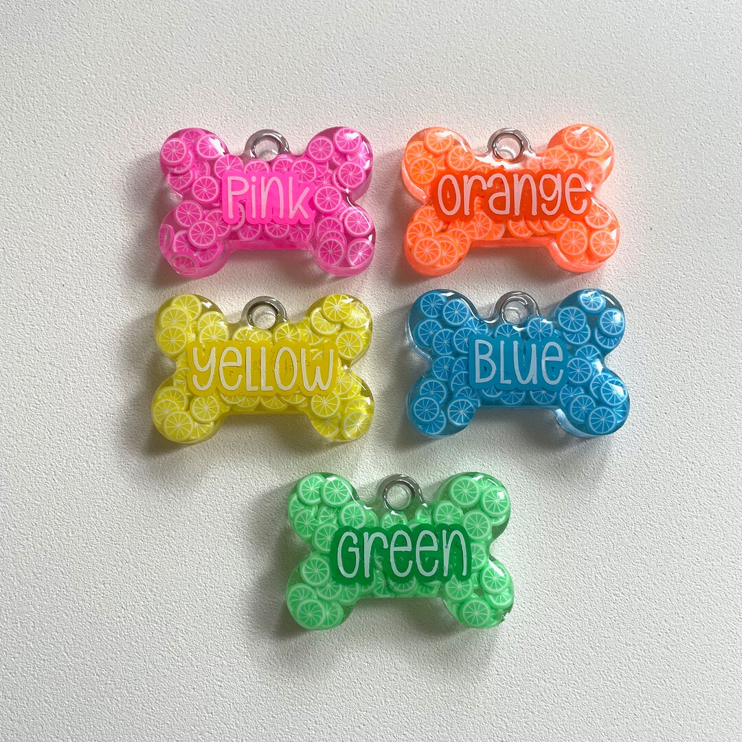 Neon Citrus Dog Tag Resin Dog Tag Name ID Tag Custom - Etsy