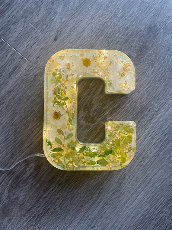 Custom Resin Light up Letter Floral Foil Flakes Gift | Etsy