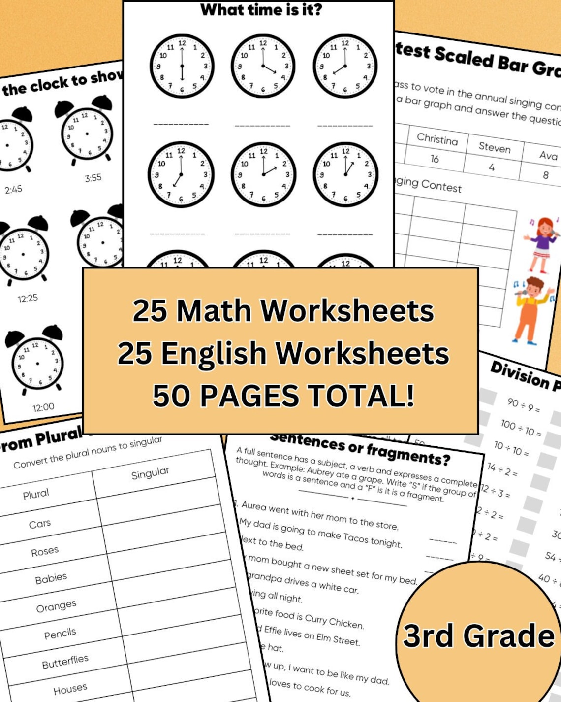 3rd Grade Activity Worksheets, Printable, Math Worksheet, English ...