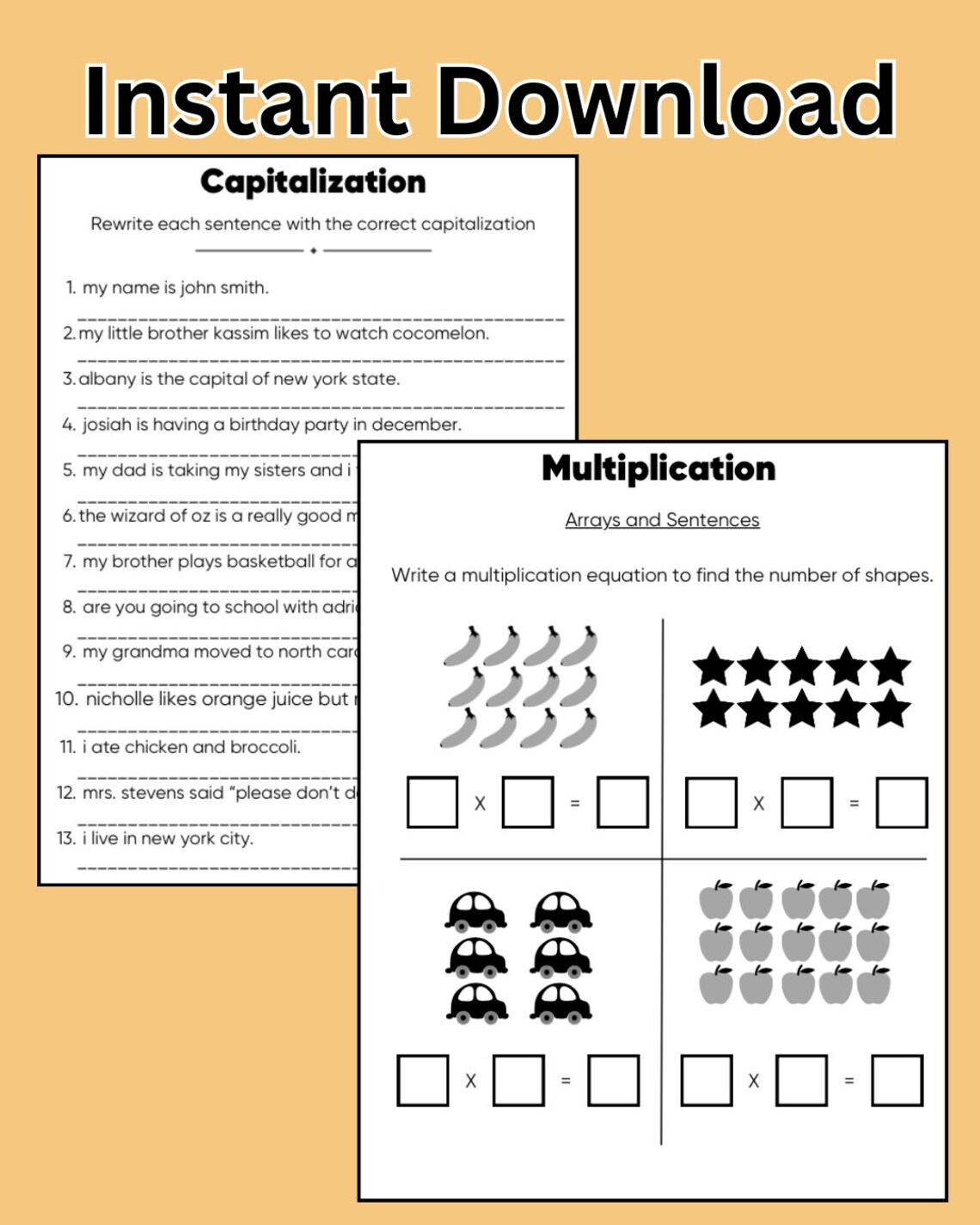 3rd Grade Activity Worksheets, Printable, Math Worksheet, English ...