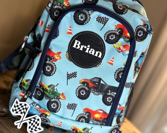 Monster Truck Backpack, Mid Size Backpack, Personalized Backpack ...