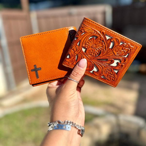Leather Tooled Wallet - Etsy