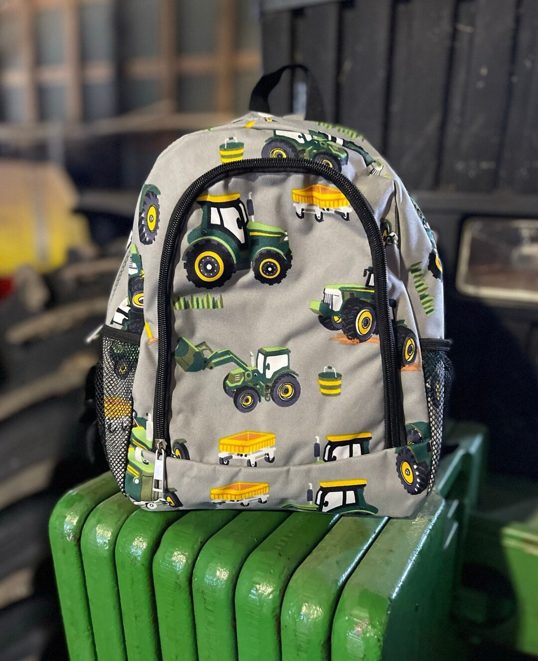 Mid Size Backpack, Tractor Backpack, Personalized Backpack, Green ...