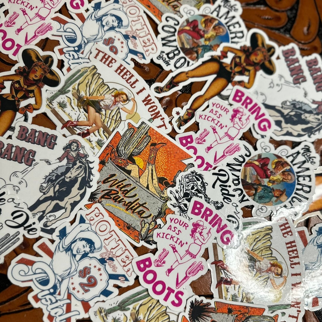 Vintage Cowgirl Stickers, Western Cowgirl Sticker Pack, Waterproof ...