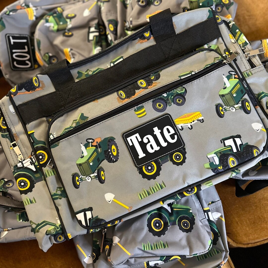 Tractor Duffle Bag, Personalized Duffle, Green Tractor Bag, Overnight ...