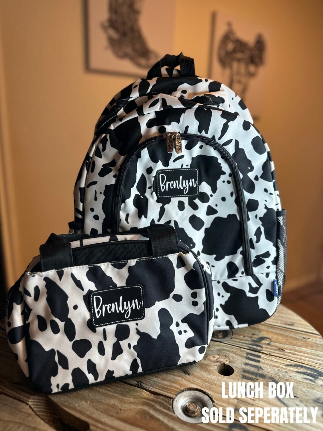 Black Cow Backpack, Personalized Backpack, Large Backpack, Cow Book Bag ...