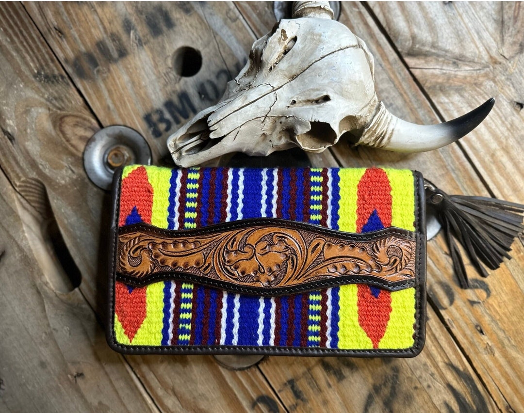 Saddle Blanket Wallet, Tooled Leather Wallet, Western Wallet, Clutch ...