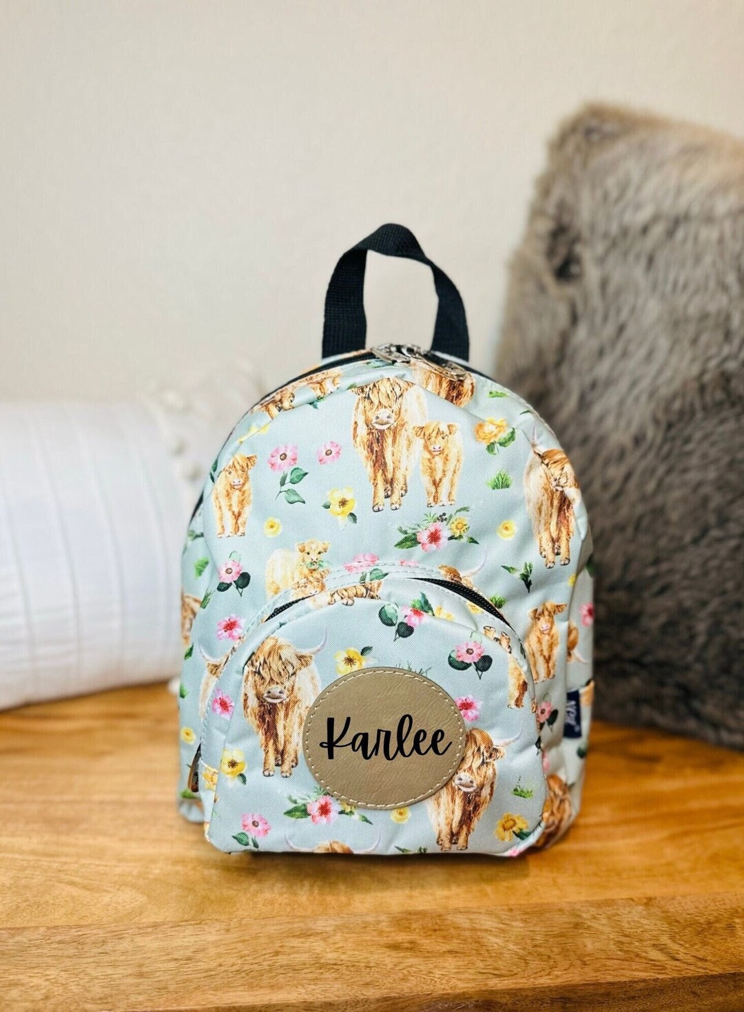 Mini Backpack, Highland Cattle Backpack, Personalized Backpack, Cow ...