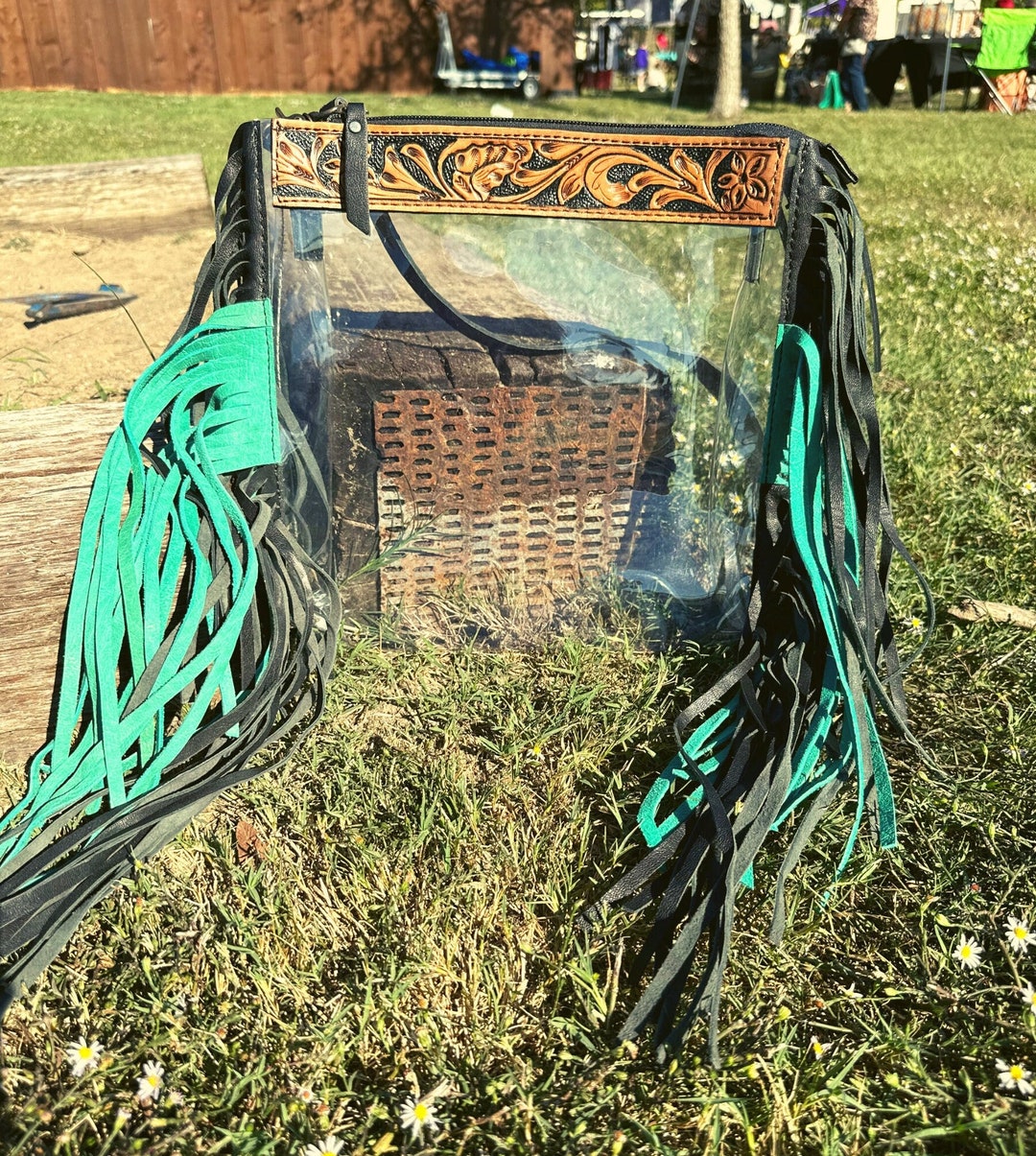 Clear Leather Stadium Bag, Stadium Bag, Tooled Leather,clear Stadium ...