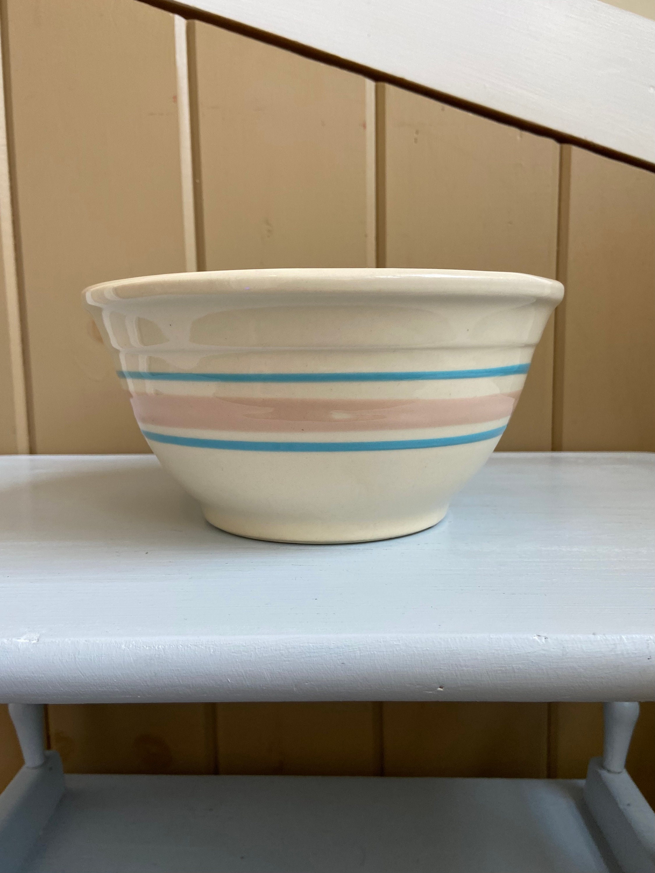 Mccoy Pink and Blue Stripe memories Bowl - Etsy