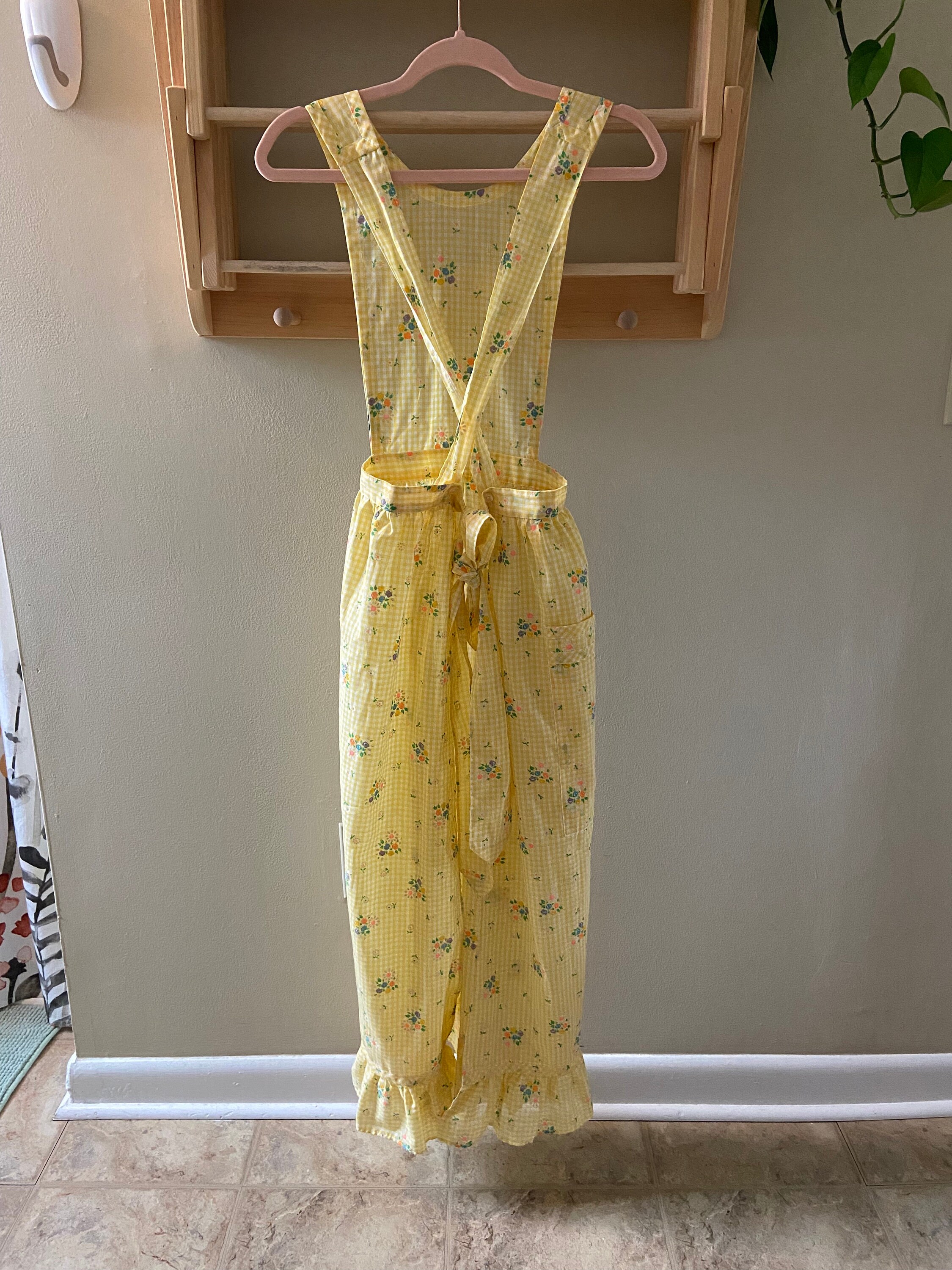 Vintage Gingham and Calico Pastel Pinafore - Etsy