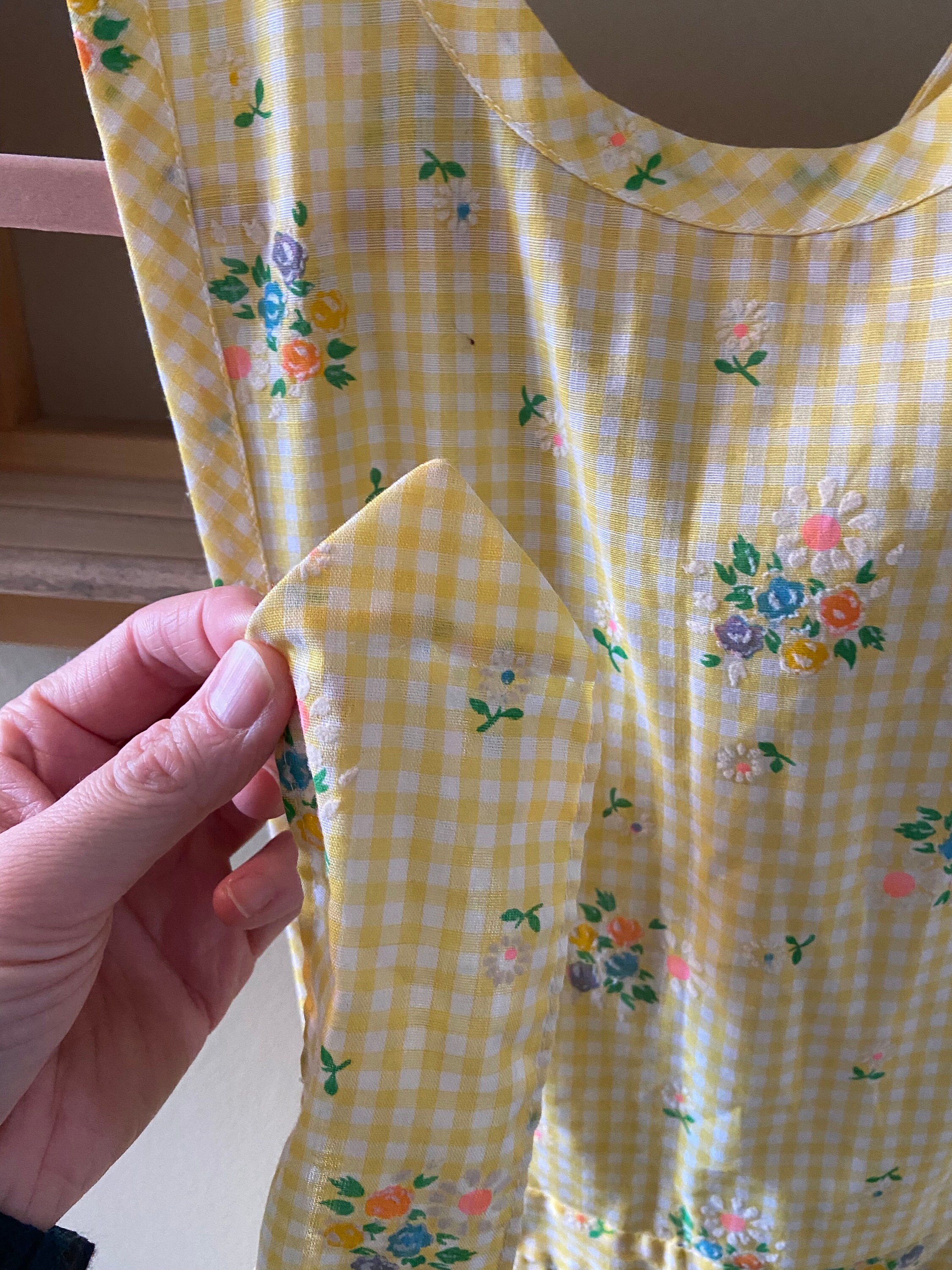 Vintage Gingham and Calico Pastel Pinafore - Etsy