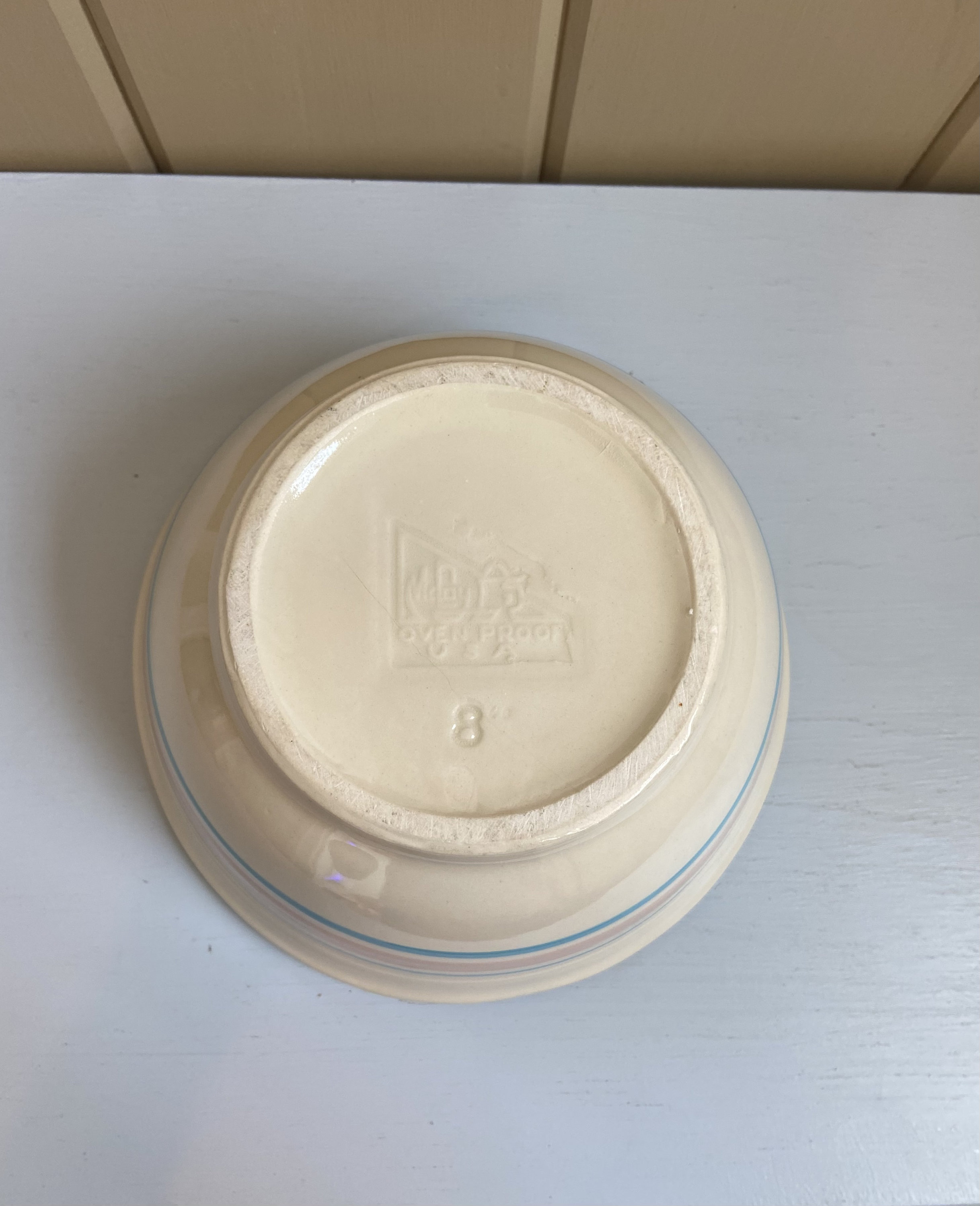 Mccoy Pink and Blue Stripe memories Bowl - Etsy