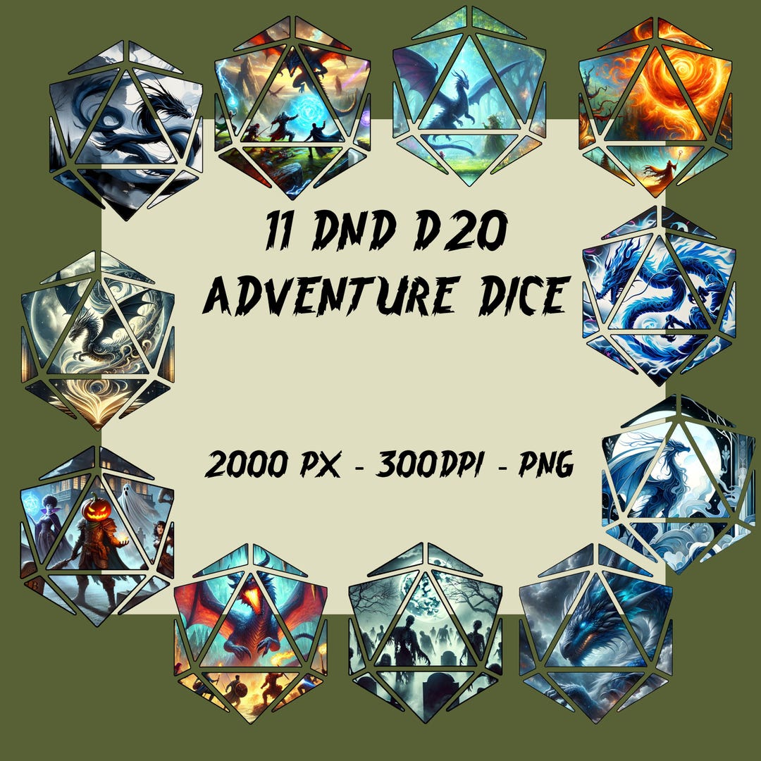 11 Dnd D20 Clipart, Dnd PNG Bundle, Digital Download, Dungeons and ...