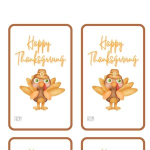 Happy Thanksgiving Gift Tags for Kids Favors |turkey Gift Tags ...