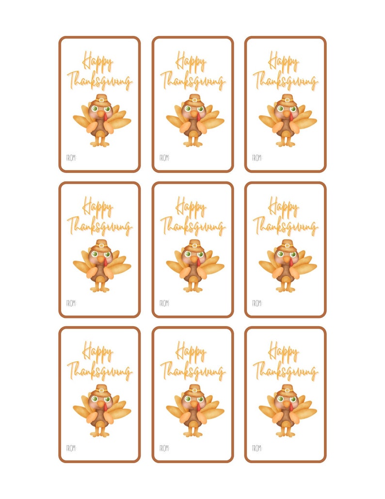 Happy Thanksgiving Gift Tags for Kids Favors |turkey Gift Tags ...