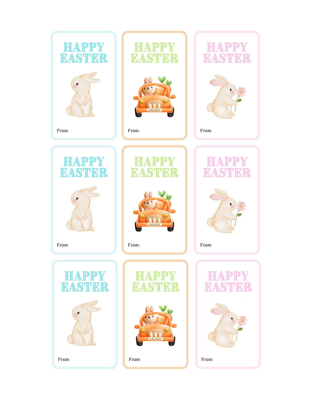 Happy Easter Bunny Printable Gift Tags| Easter Tags | Easter Party ...