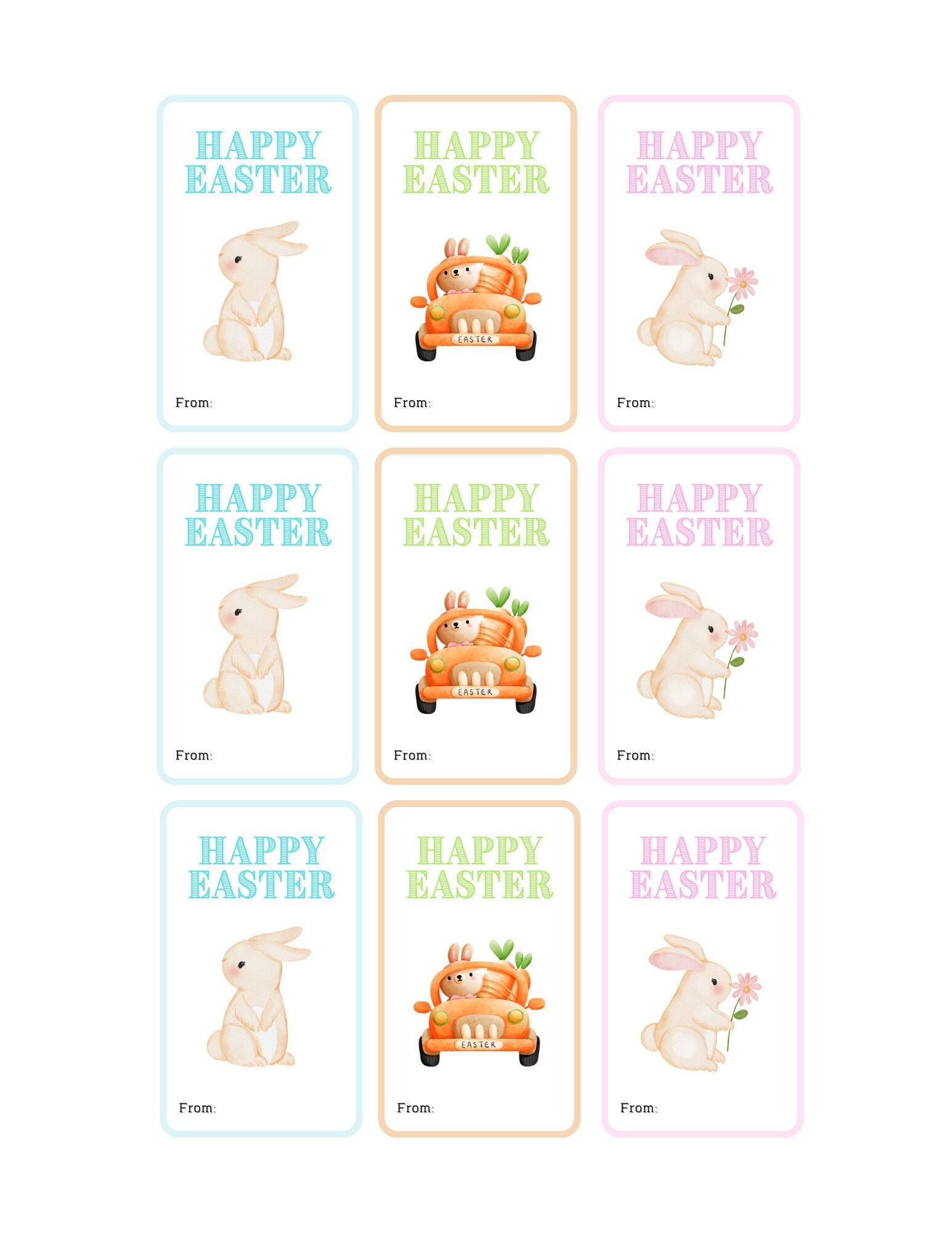 Happy Easter Bunny Printable Gift Tags| Easter Tags | Easter Party ...