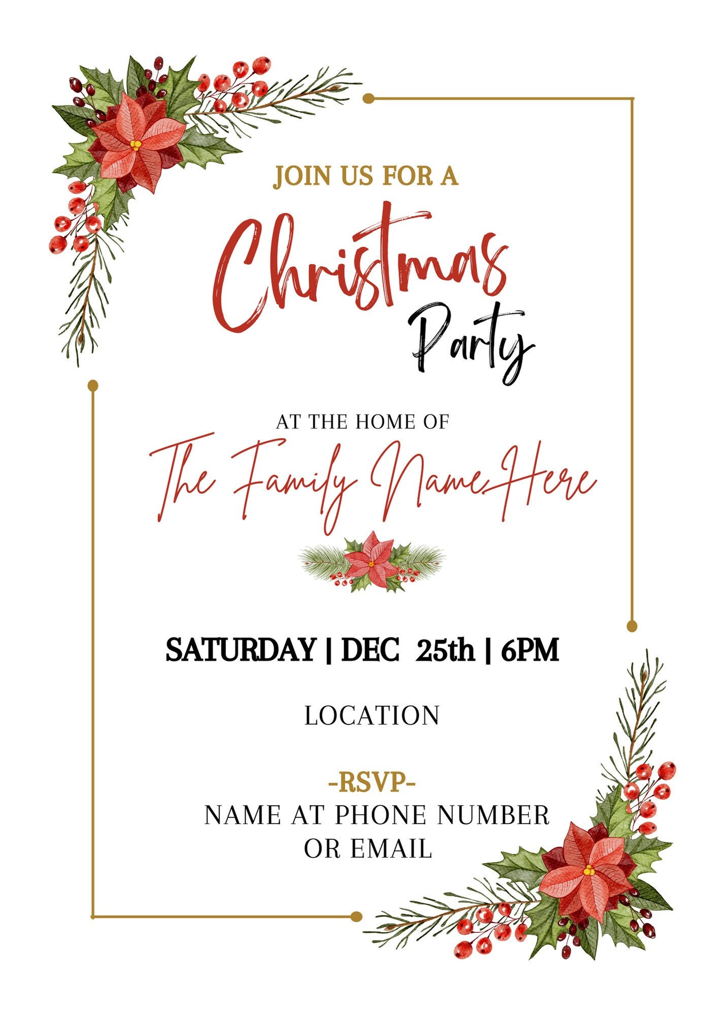 Blank Christmas Party Invitations